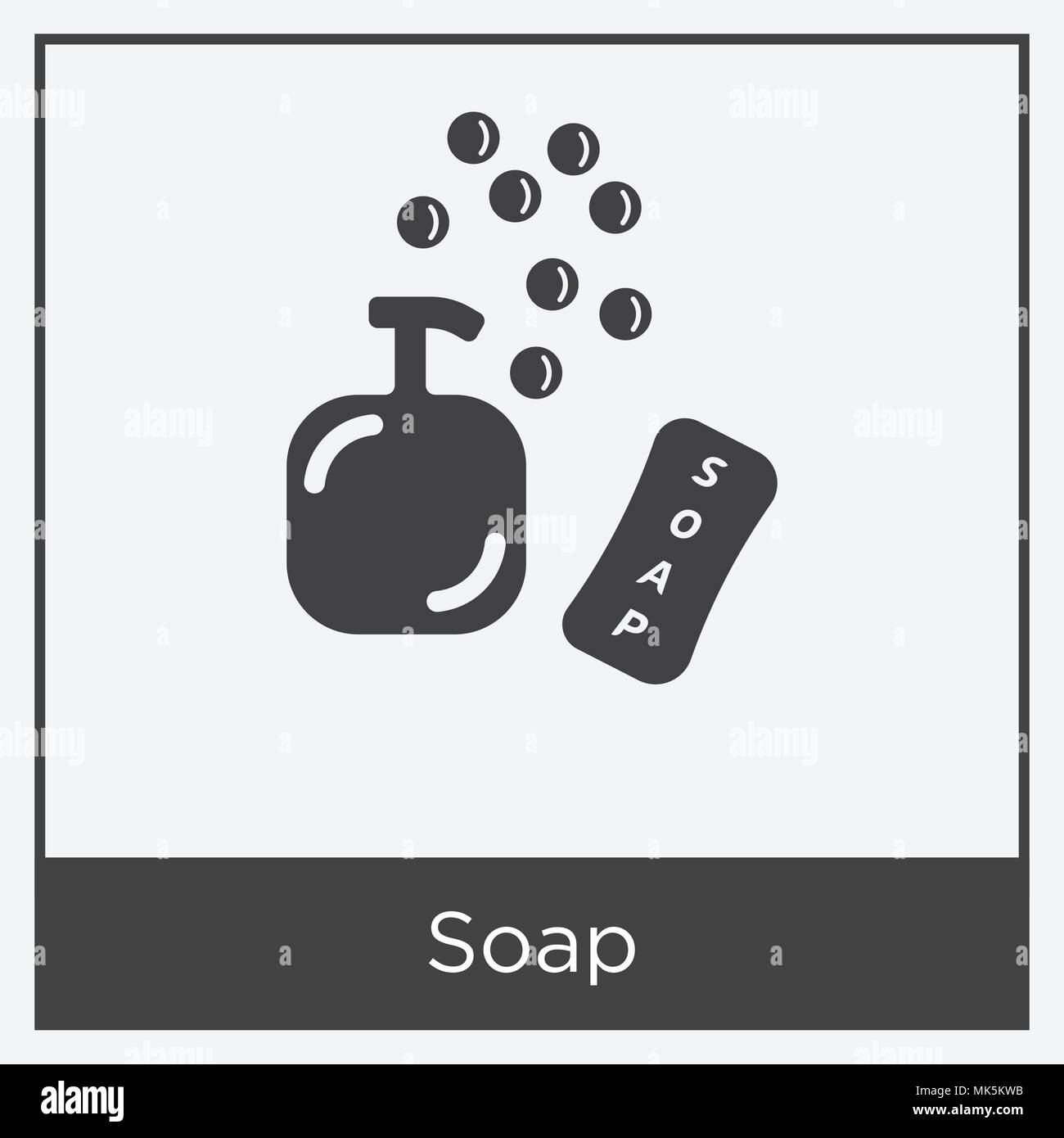 Soap icon isolated on white background with gray frame, sign and symbol ...