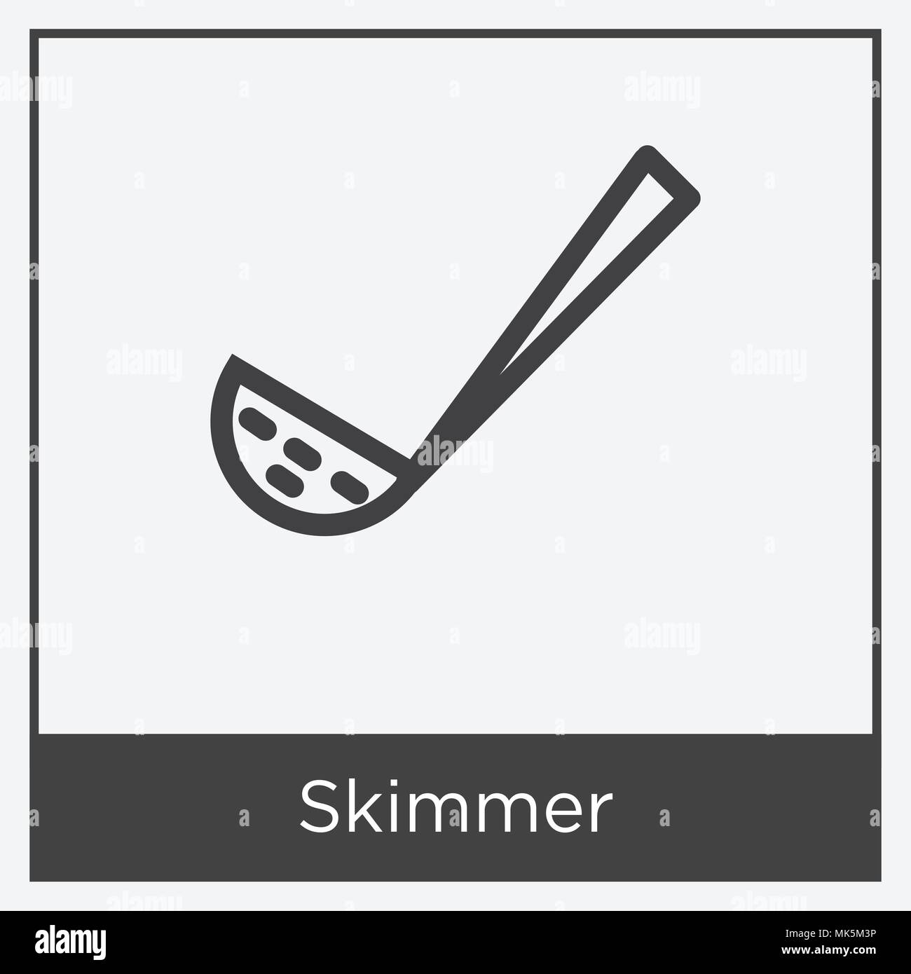 Skimmer icon isolated on white background with gray frame, sign and ...