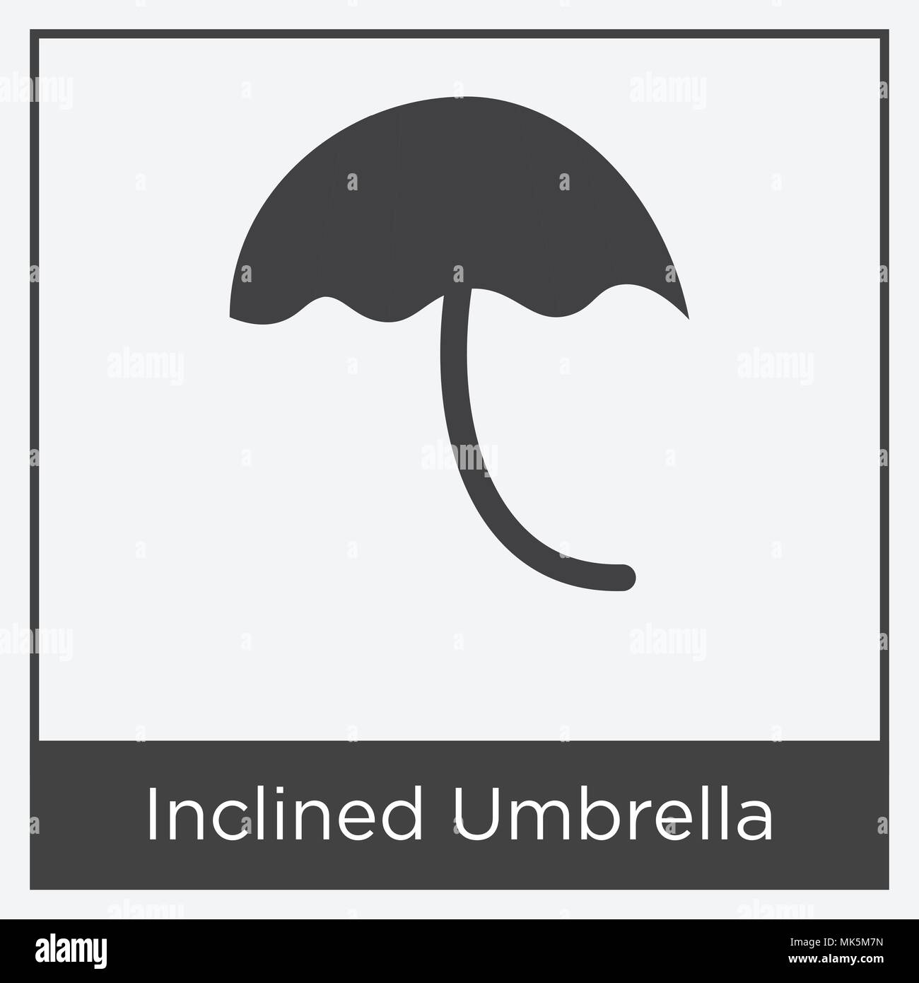 Inclined Umbrella icon isolated on white background with gray frame ...