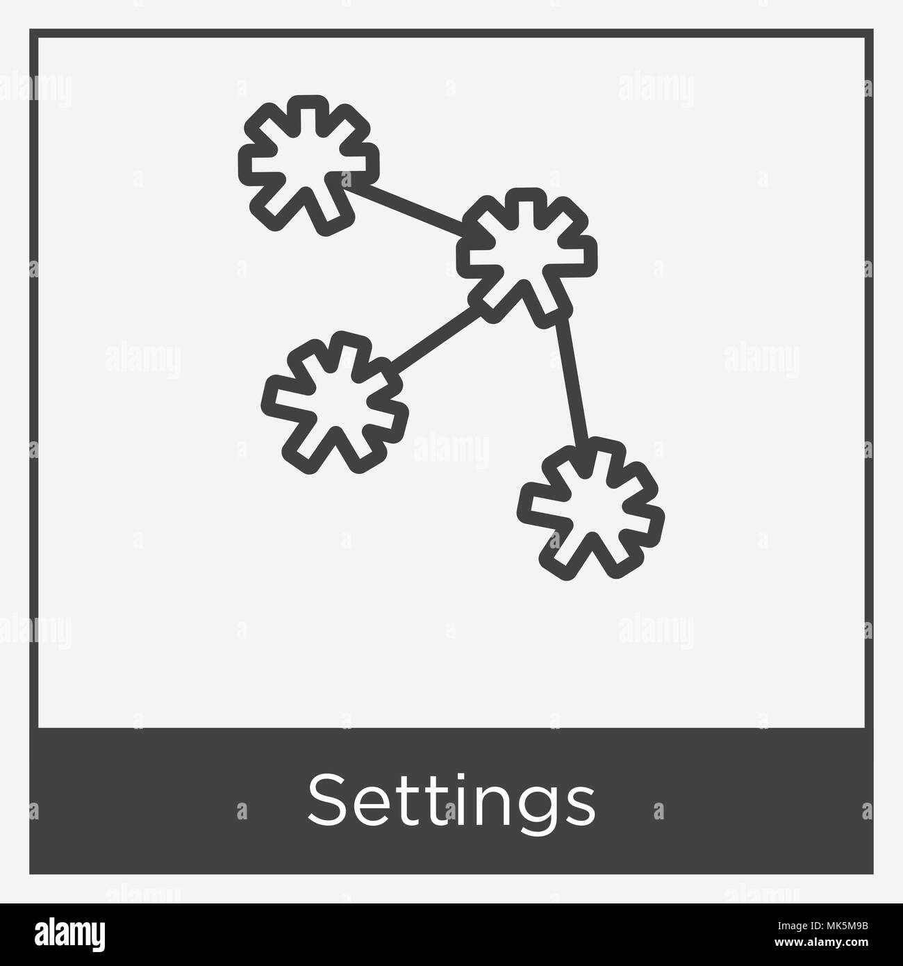 Settings icon isolated on white background with gray frame, sign and symbol Stock Vector Image ...