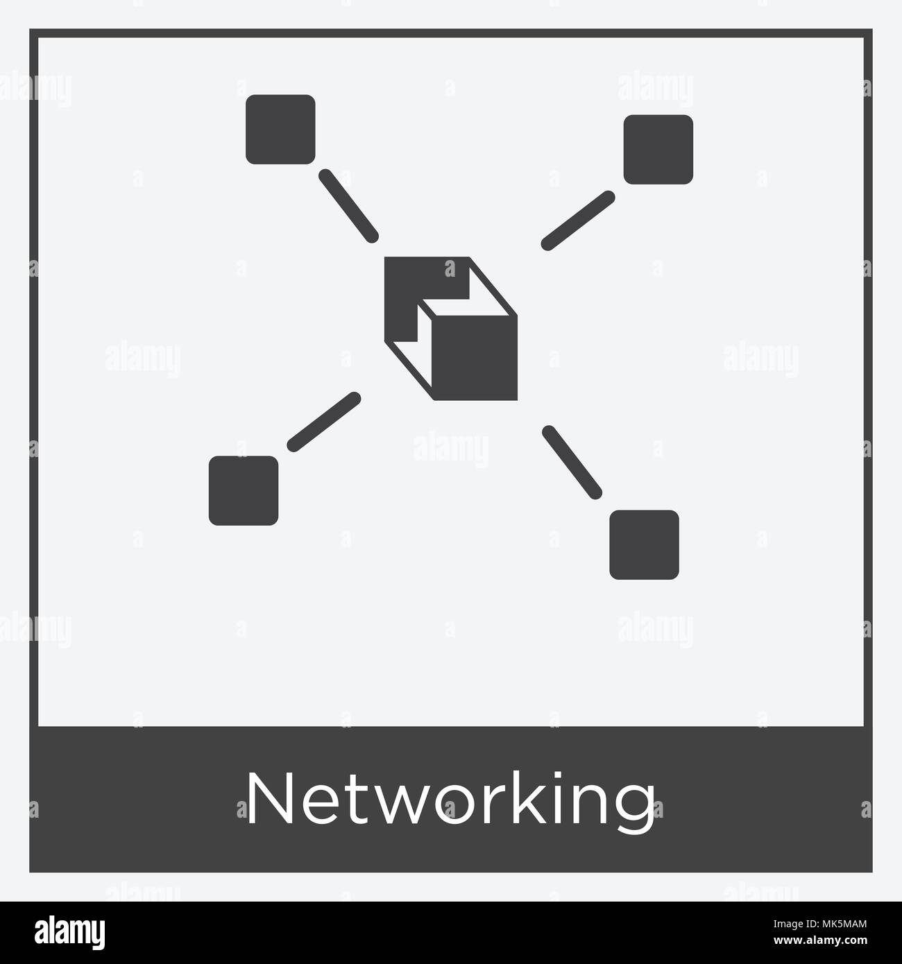 Networking icon isolated on white background with gray frame, sign and ...