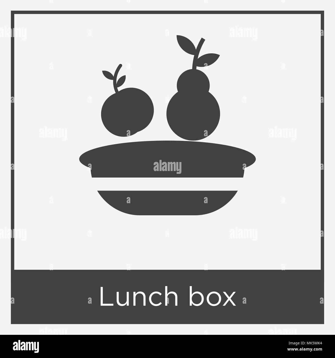 Lunch box icon isolated on white background with gray frame, sign and ...