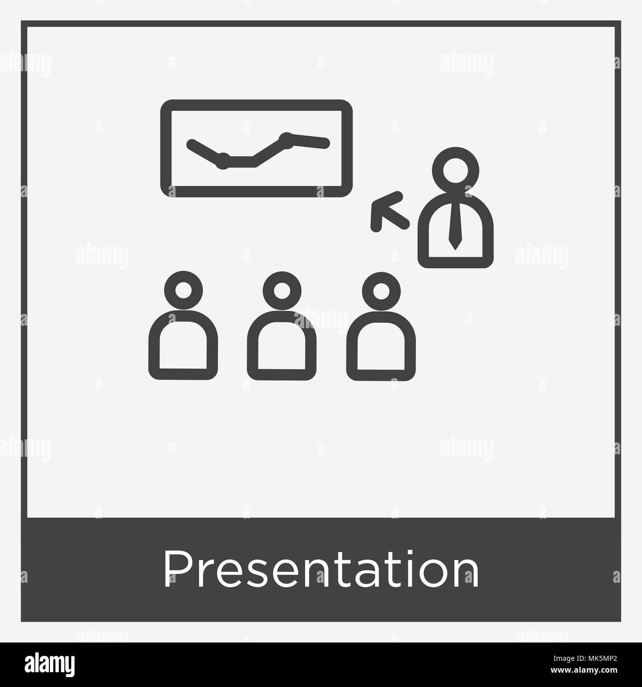 Presentation icon isolated on white background with gray frame, sign ...