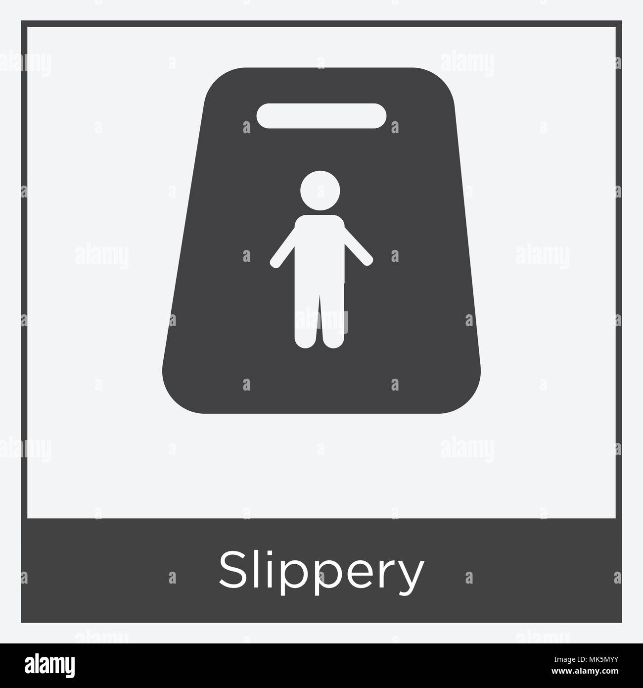 Slippery icon isolated on white background with gray frame, sign and ...