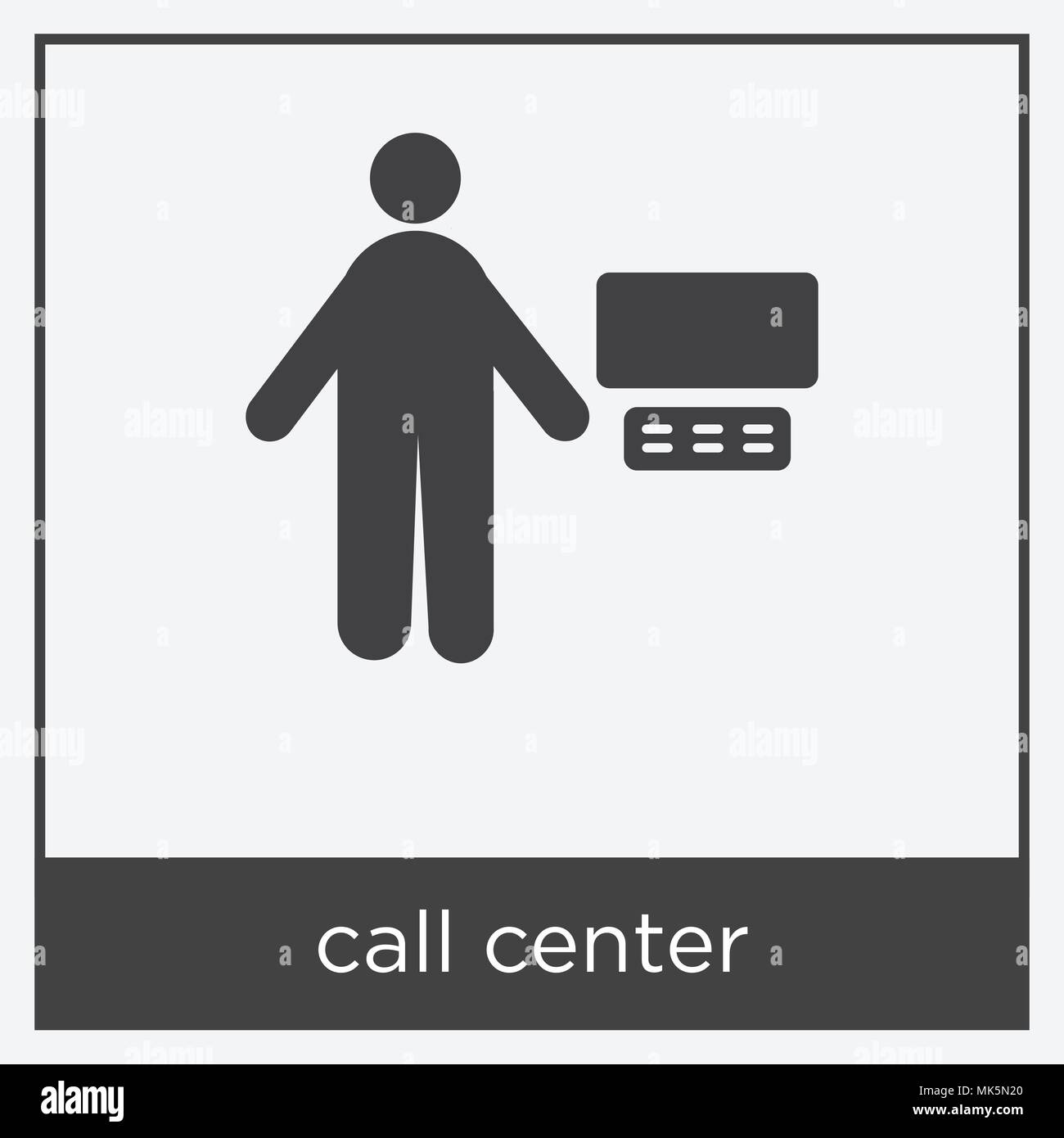 call center icon isolated on white background with gray frame, sign and ...