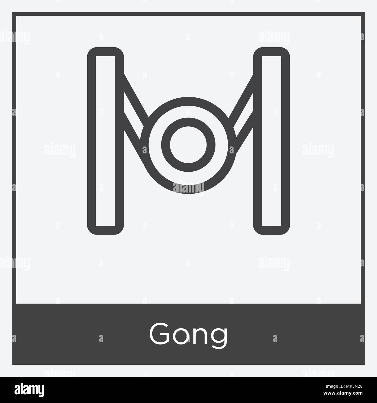 Gong icon isolated on white background with gray frame, sign and symbol ...