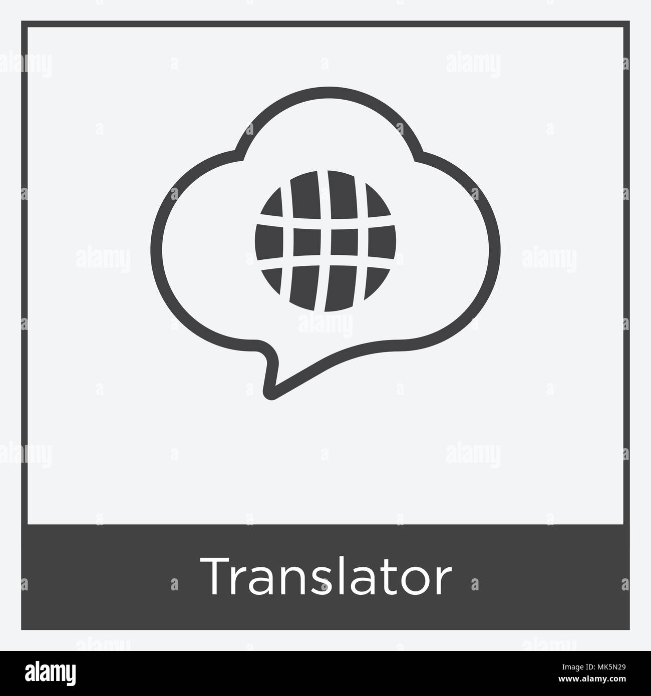 Translator icon isolated on white background with gray frame, sign and ...
