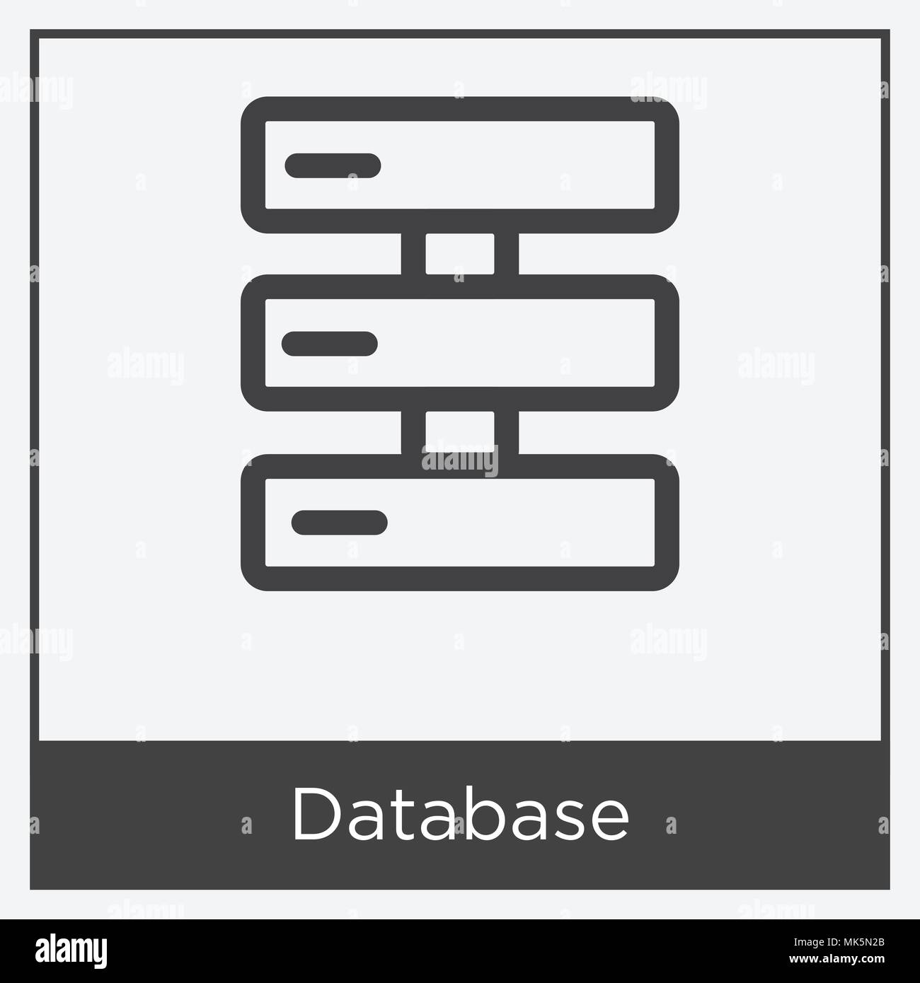 Database icon isolated on white background with gray frame, sign and ...