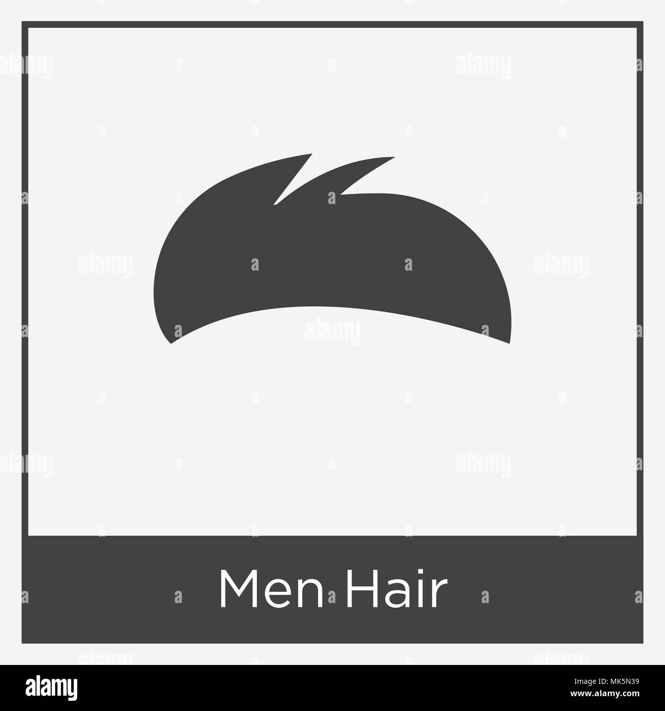 Men Hair icon isolated on white background with gray frame, sign and ...