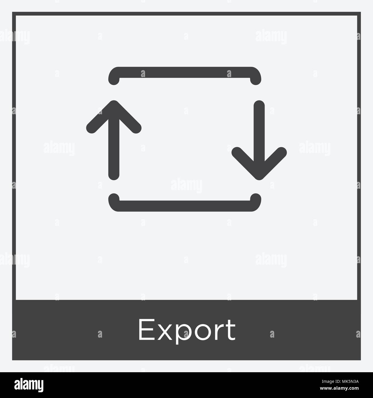 Export icon isolated on white background with gray frame, sign and ...