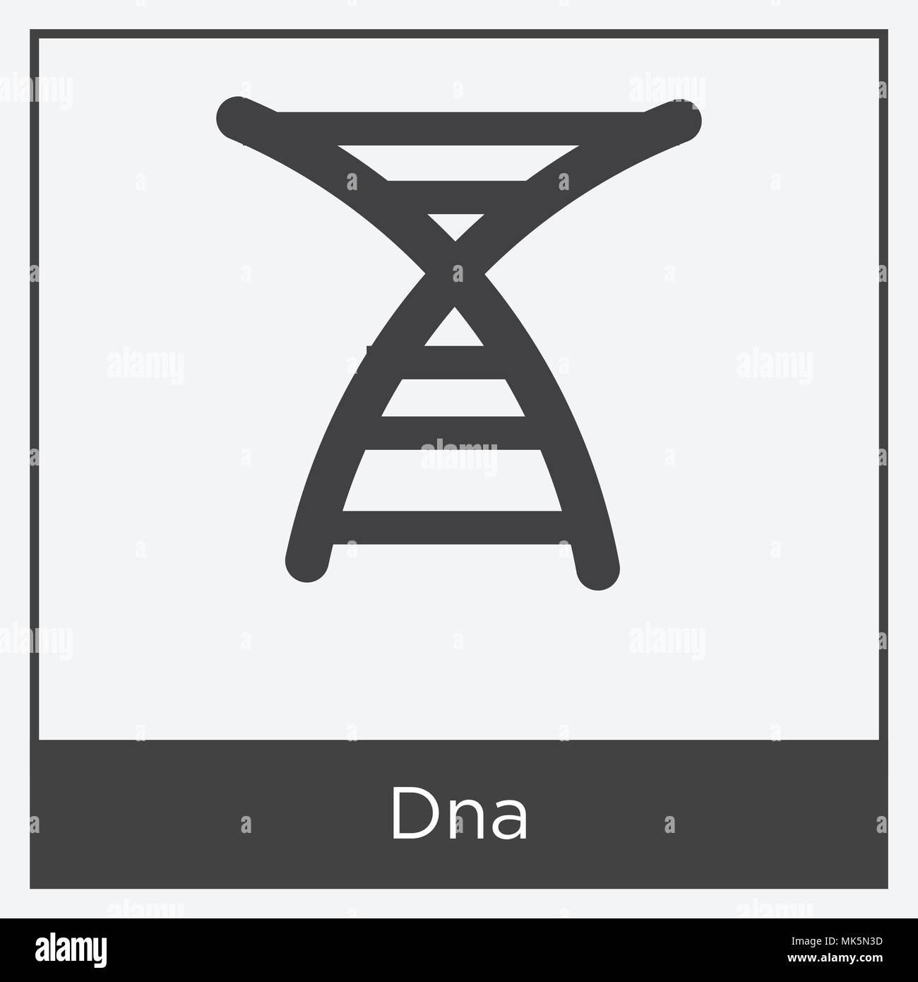 Dna icon isolated on white background with gray frame, sign and symbol ...