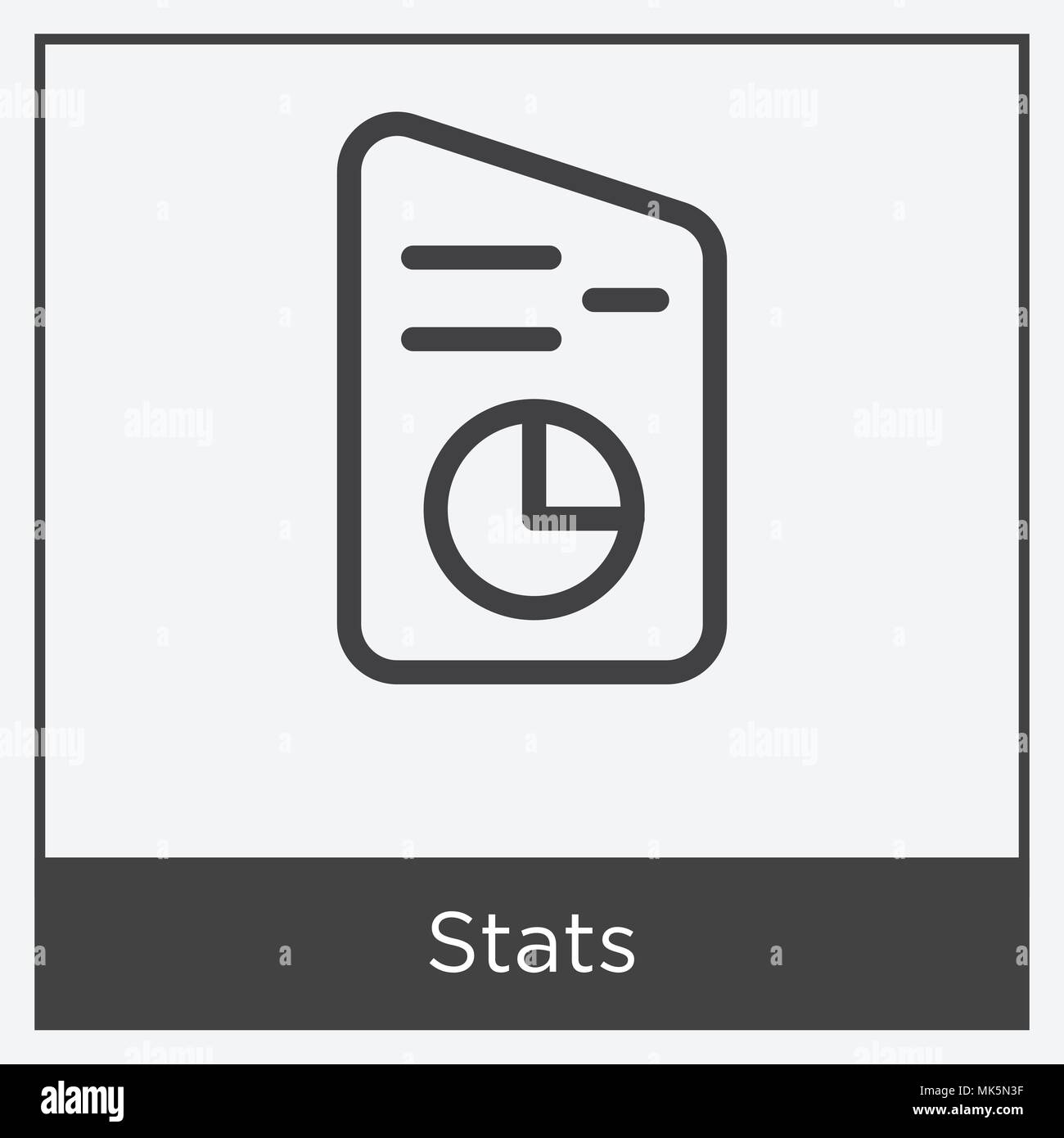 Stats icon isolated on white background with gray frame, sign and ...