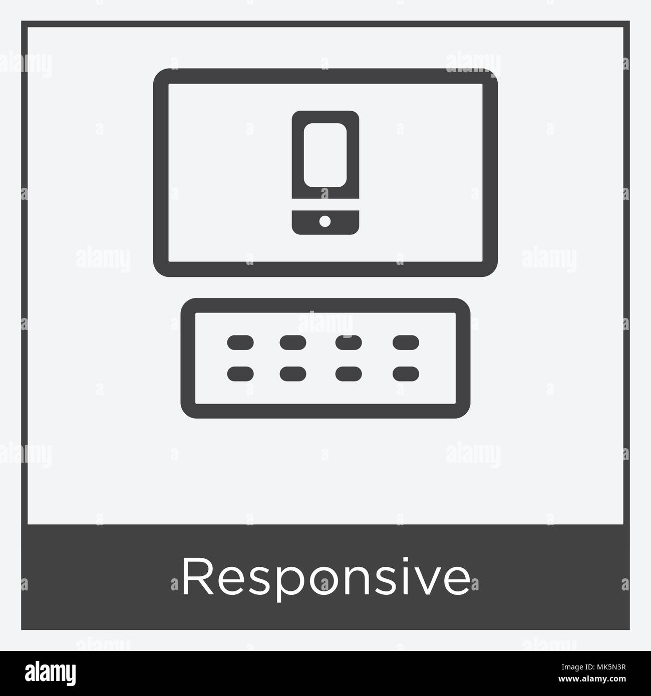Responsive icon isolated on white background with gray frame, sign and ...