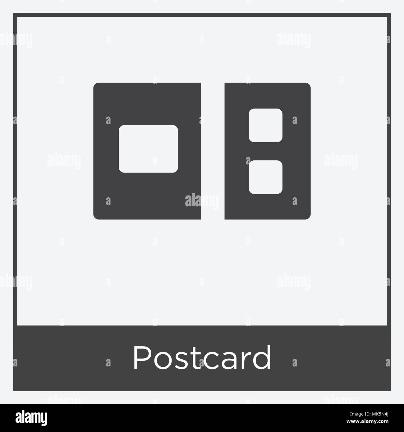 Postcard icon isolated on white background with gray frame, sign and ...