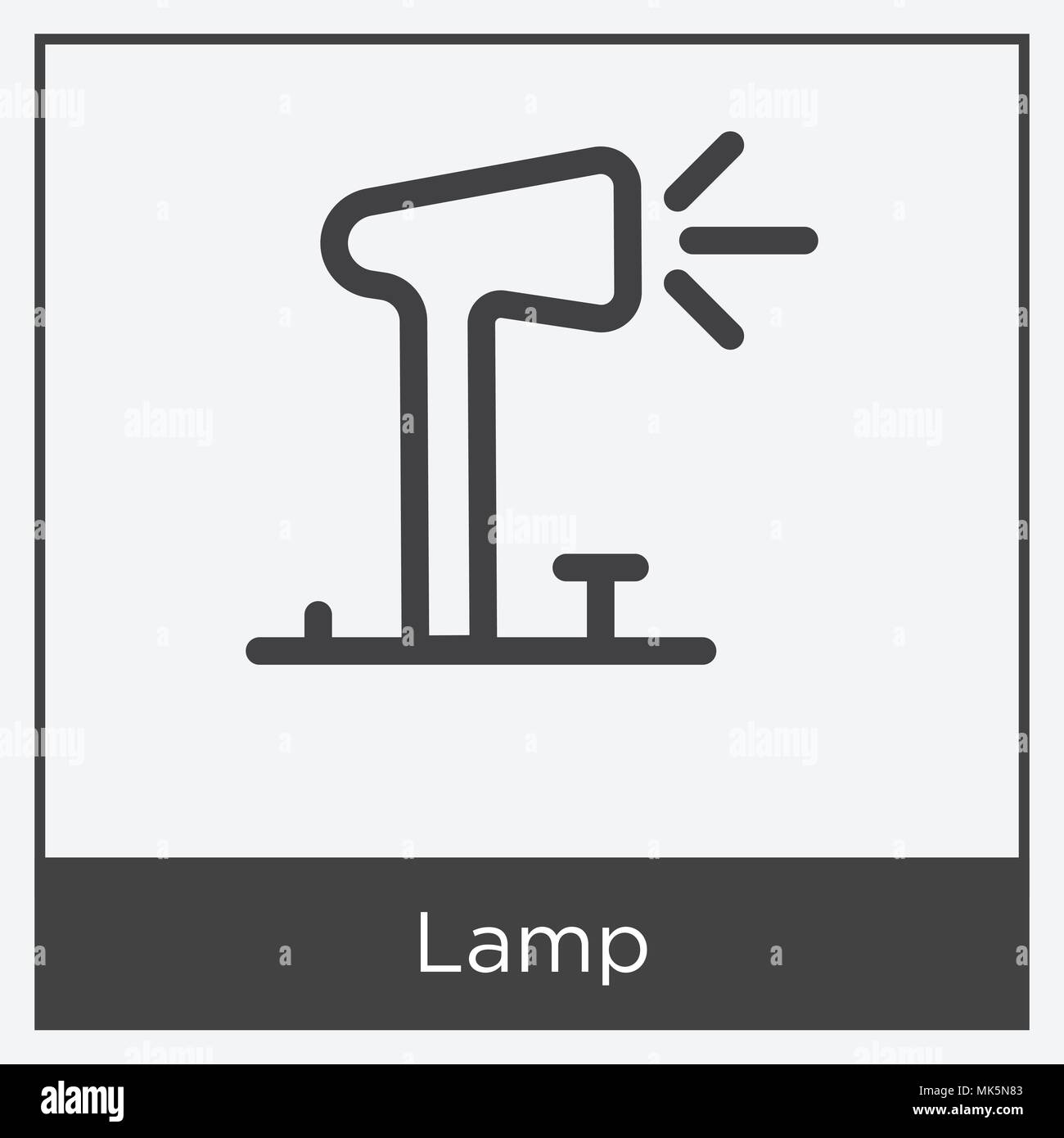 Lamp icon isolated on white background with gray frame, sign and symbol ...