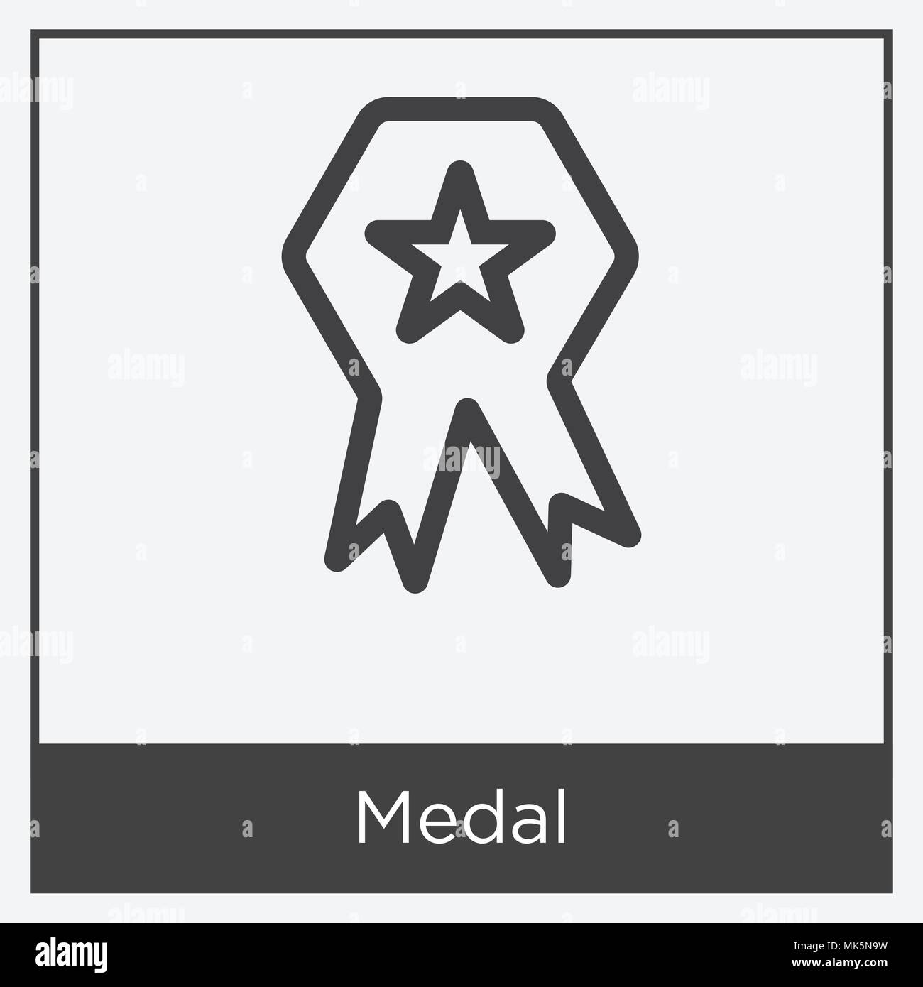 Medal icon isolated on white background with gray frame, sign and ...