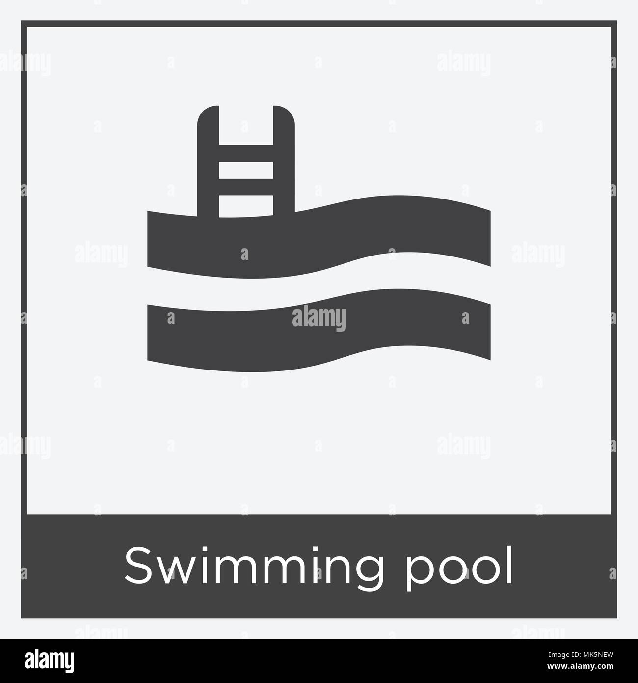 Swimming pool icon isolated on white background with gray frame, sign ...