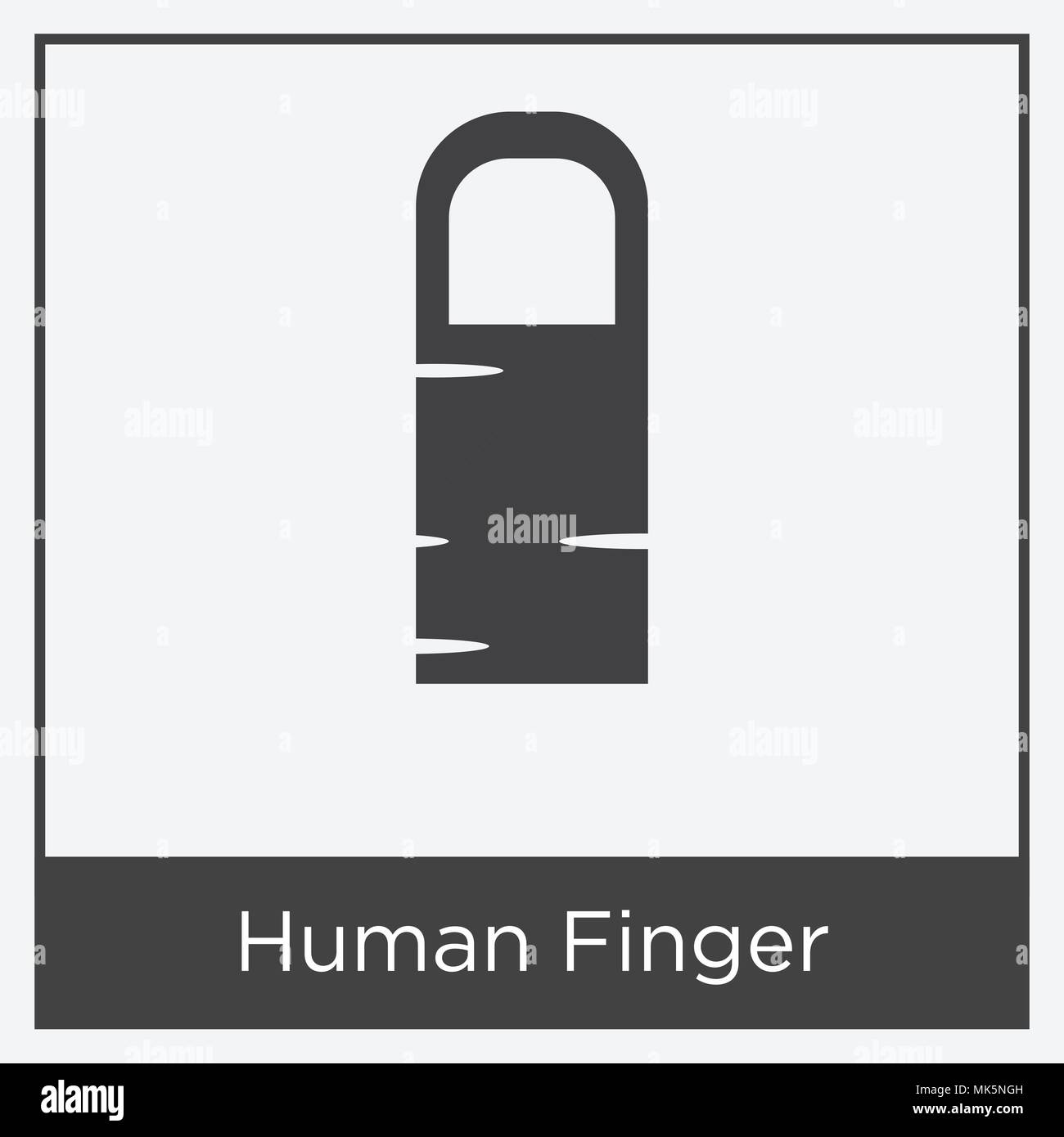 Human Finger icon isolated on white background with gray frame, sign ...