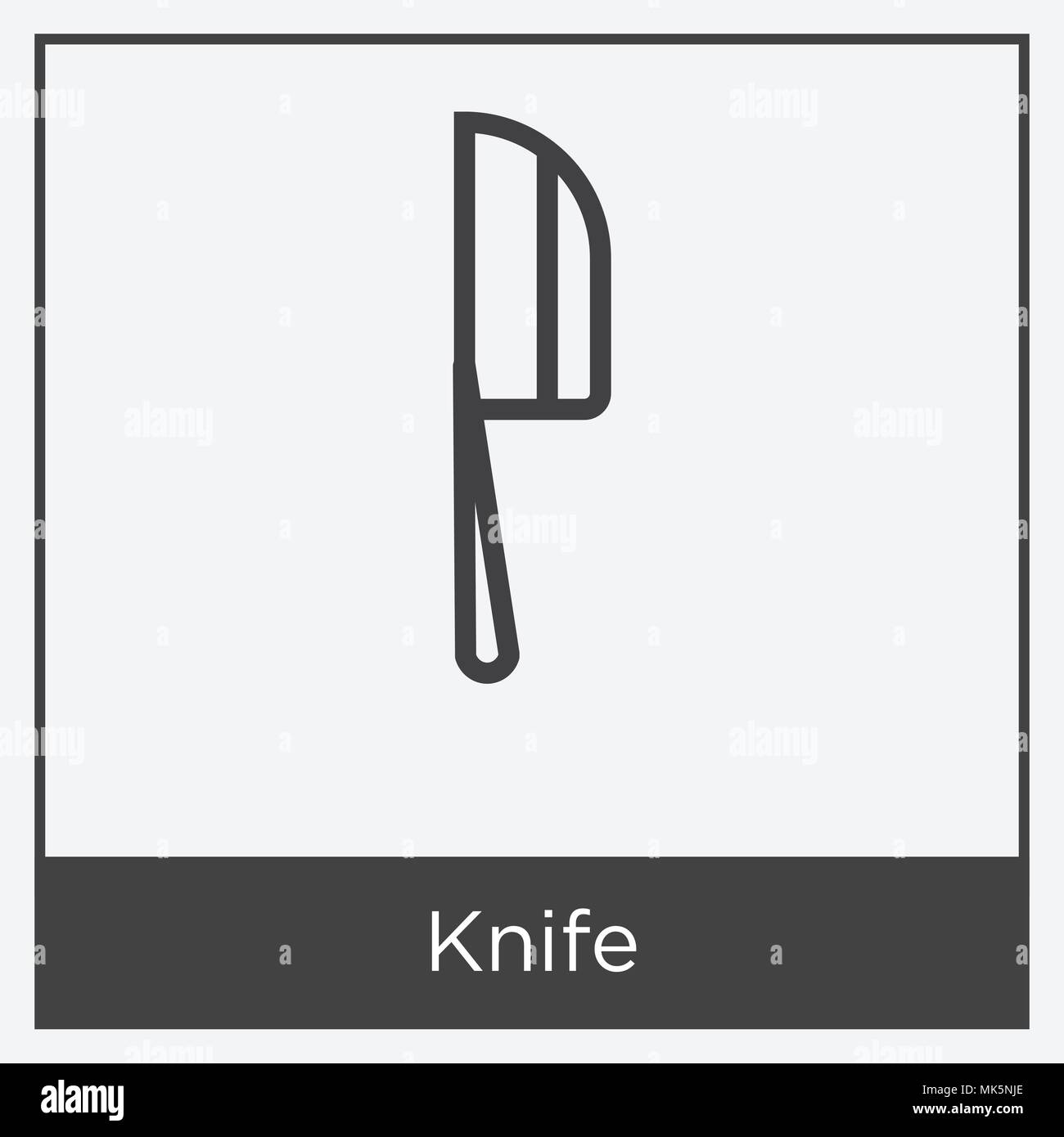 Knife icon isolated on white background with gray frame, sign and ...