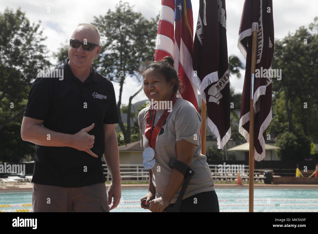 U.S. Army Spc. (Ret.) Sandy Valdez medals Women's 50 Yard Freestyle at ...