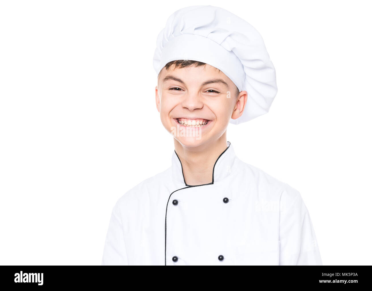 Teen boy wearing chef uniform Stock Photo - Alamy