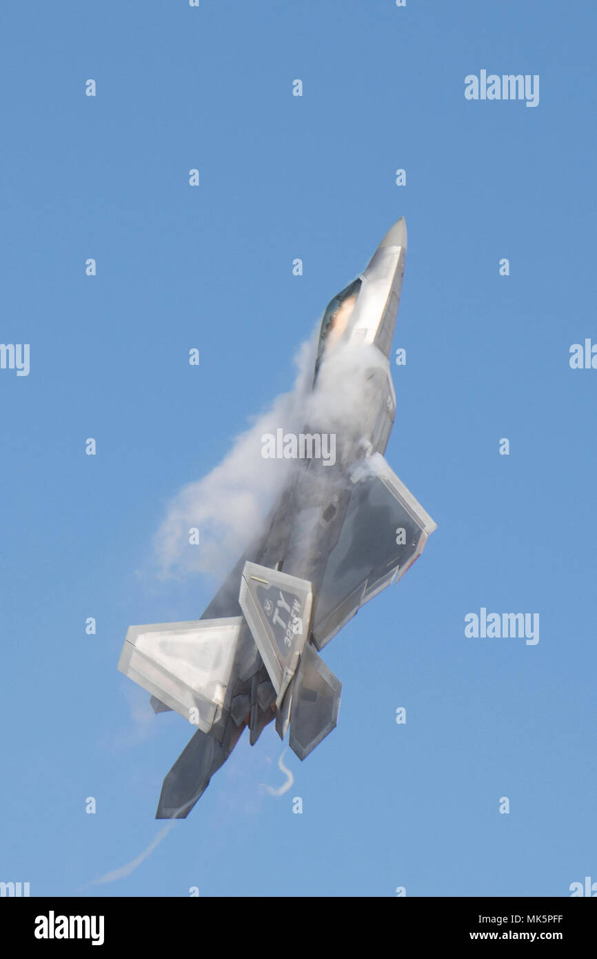 An F-22 Raptor performs vertical flight as part of capability ...