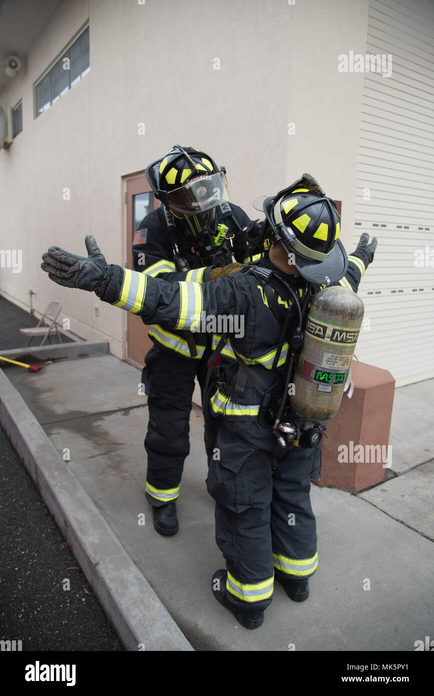 Staff Sgt. Benjamin Reed, 60th Civil Engineer Squadron firefighter ...