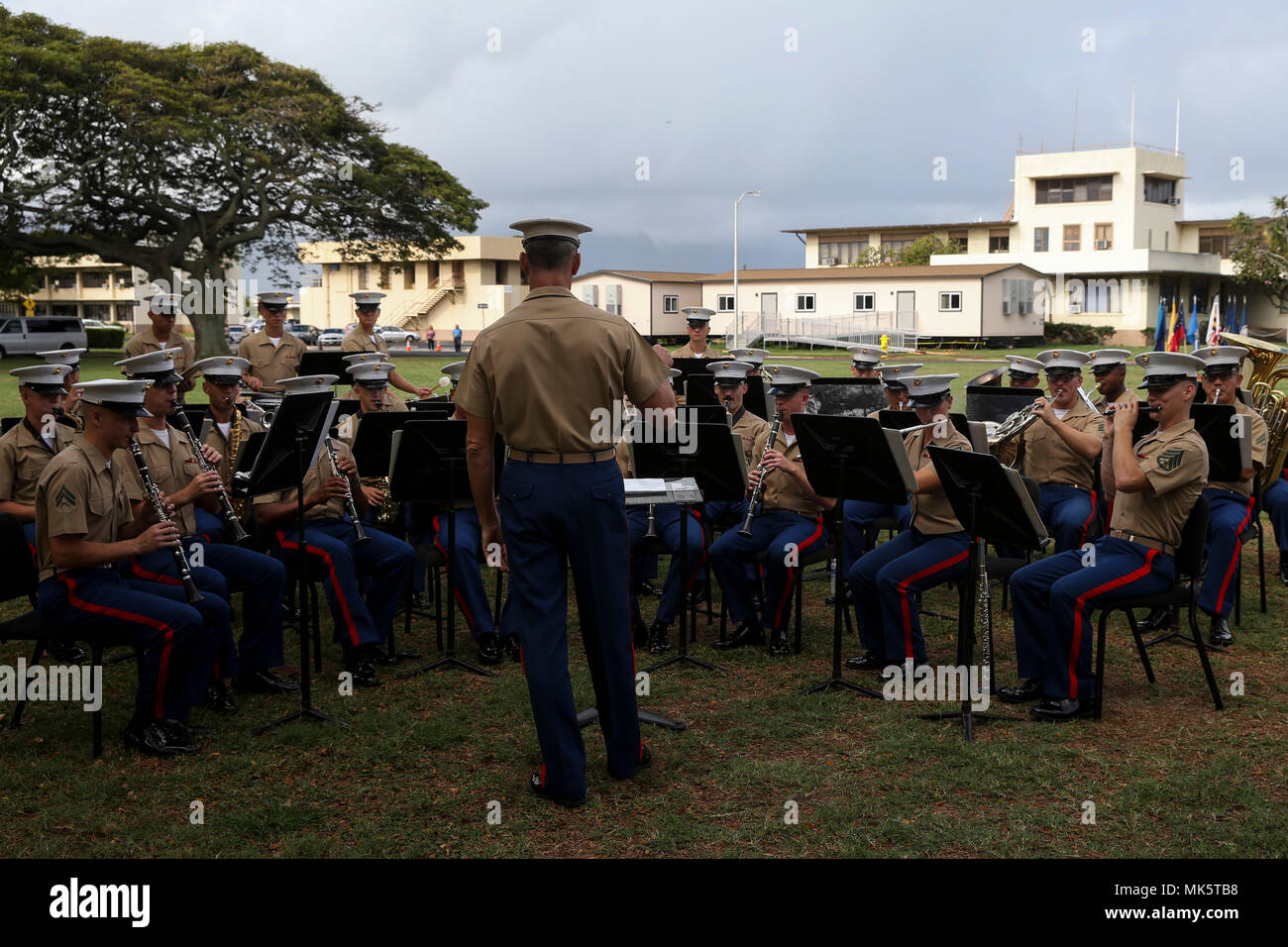 U.S. Marines with the Marine Corps Forces, Pacific band, perform during ...