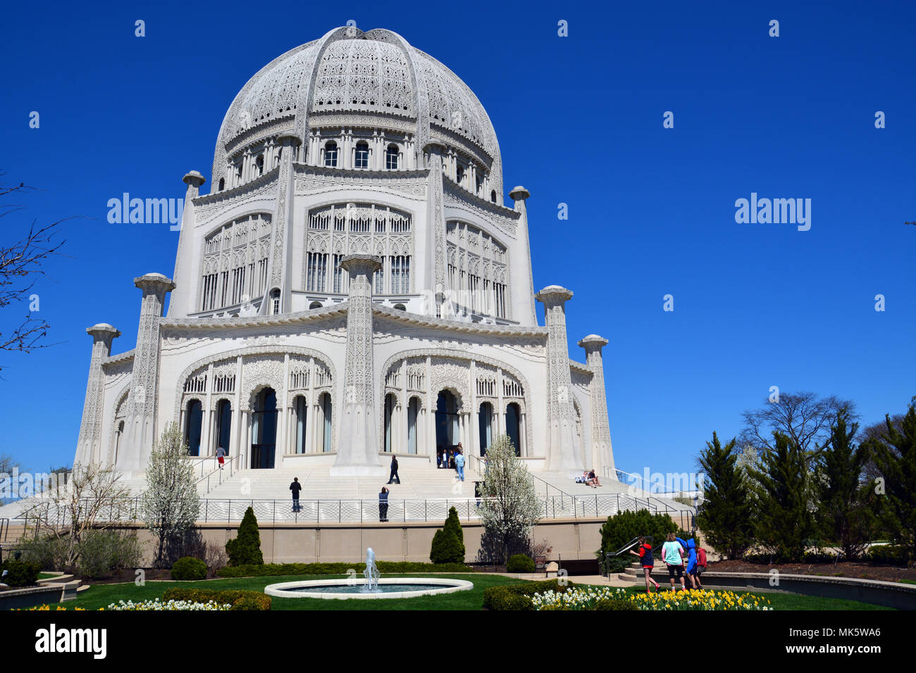Tourists visit the Bahai House of Worship in the Chicago suburb of ...