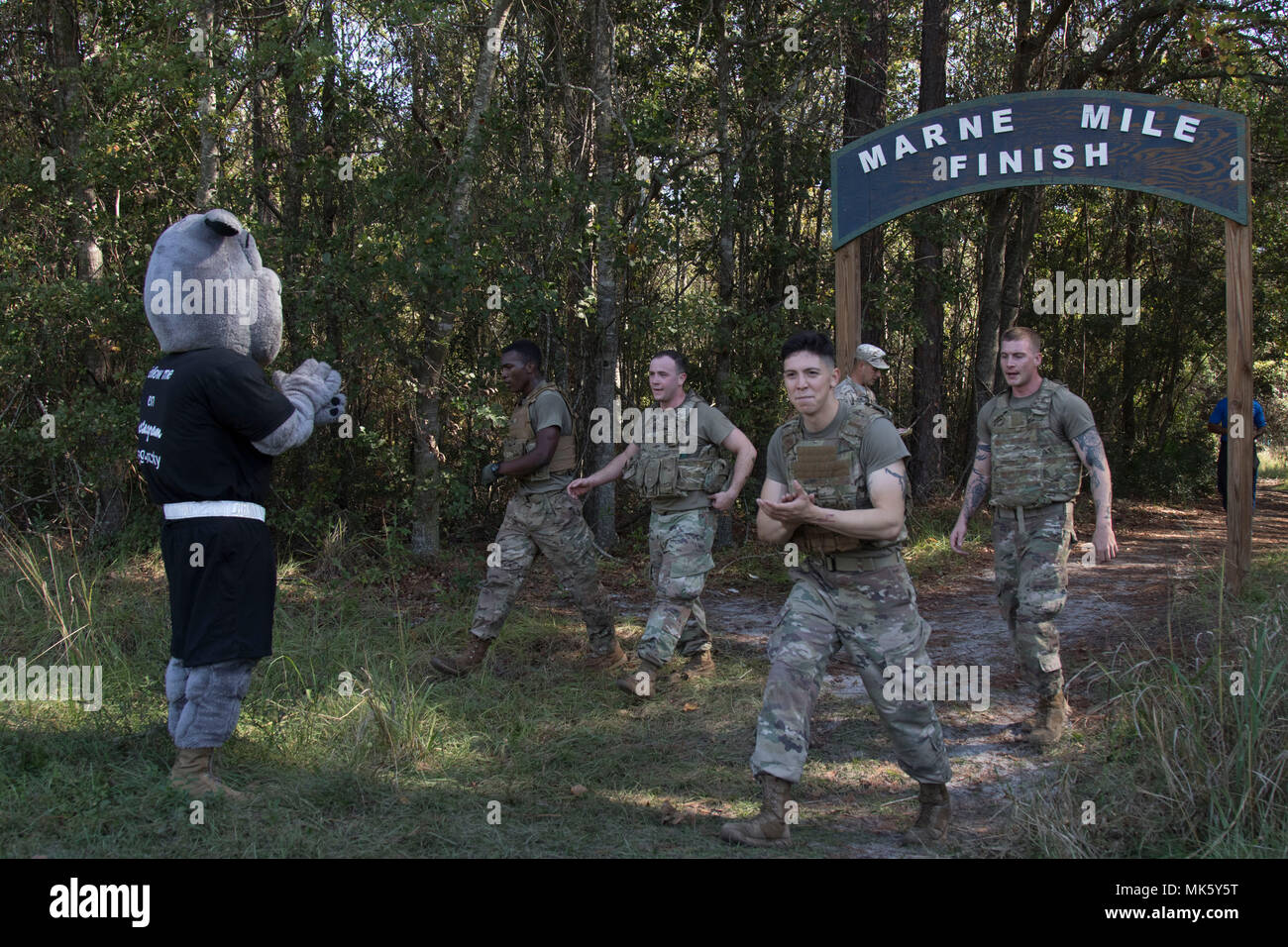Sgt. Rocky, 3rd Infantry Division's mascot, congratulates Soldiers from ...