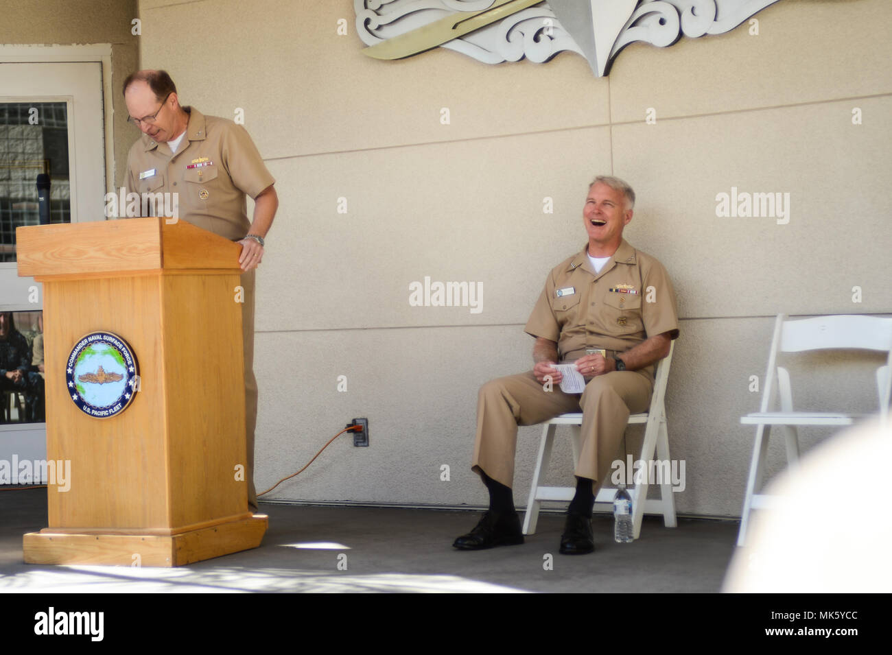 Coronado, Calif. (Nov. 9, 2017) Vice Adm. Tom Rowden, right, commander ...