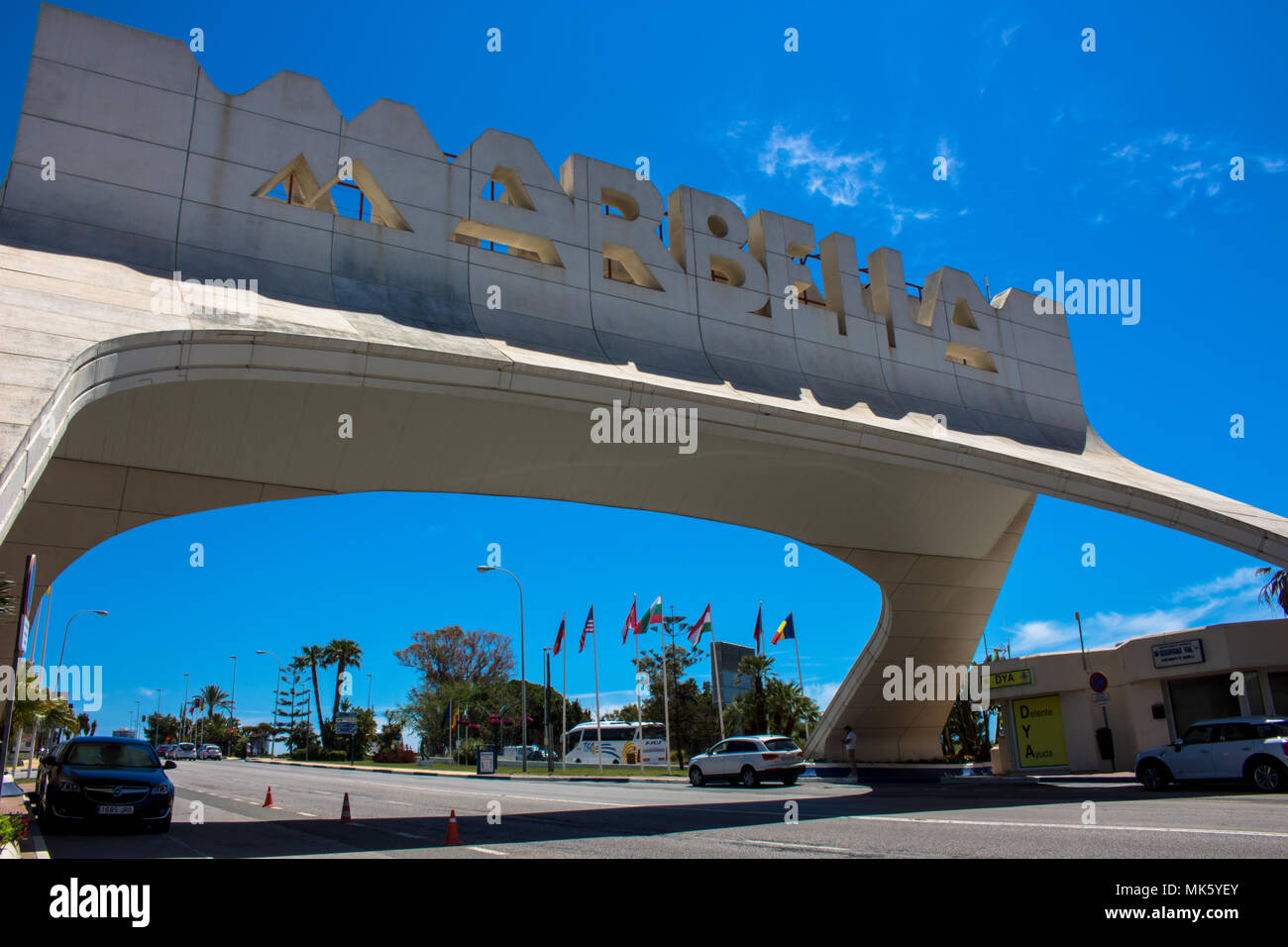 Marbella Arch. Marbella entrance sign. Malaga province, Andalusia ...