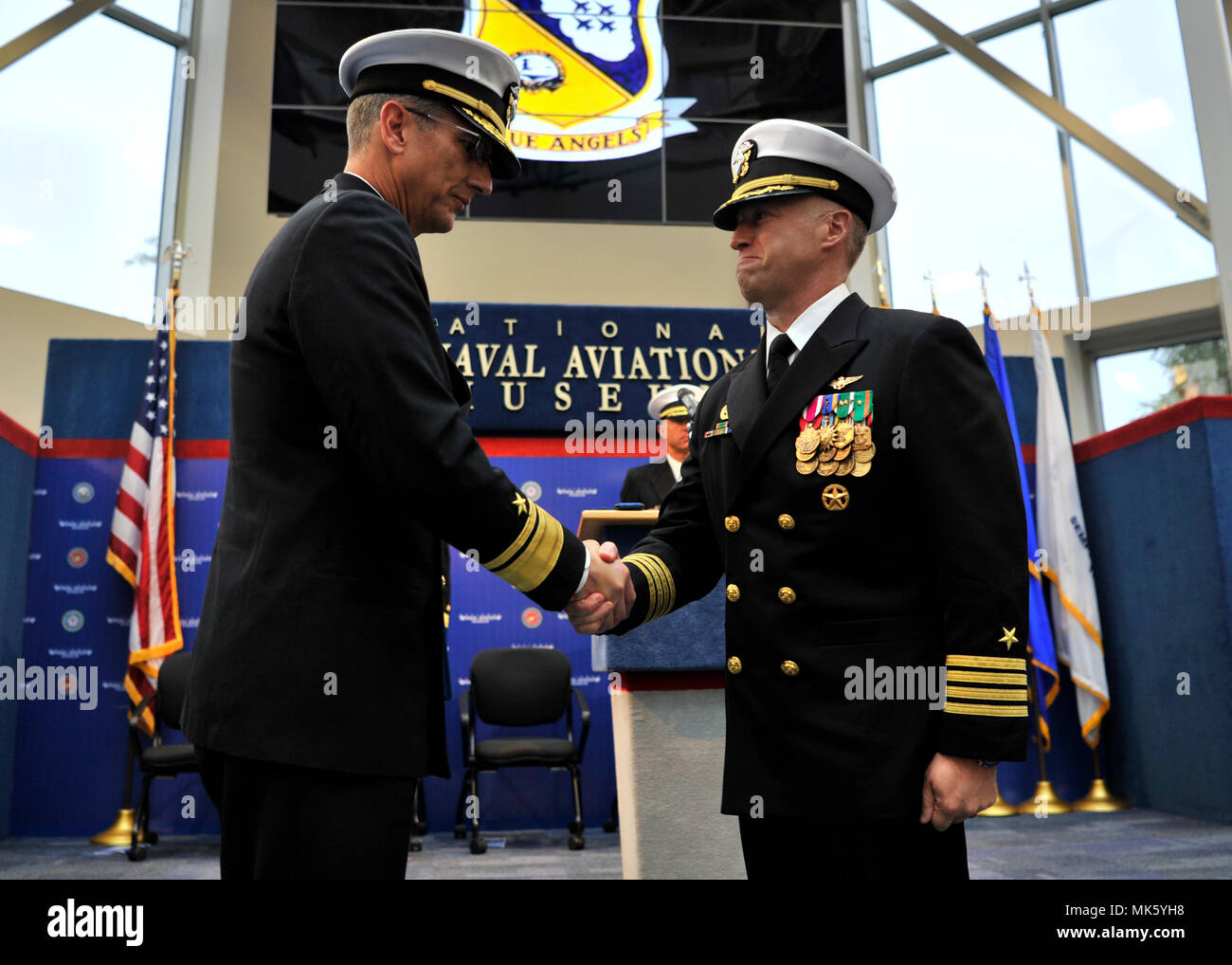 PENSACOLA, Fla. (Nov. 12, 2017) Capt. Ryan Bernacchi shakes Rear Adm ...