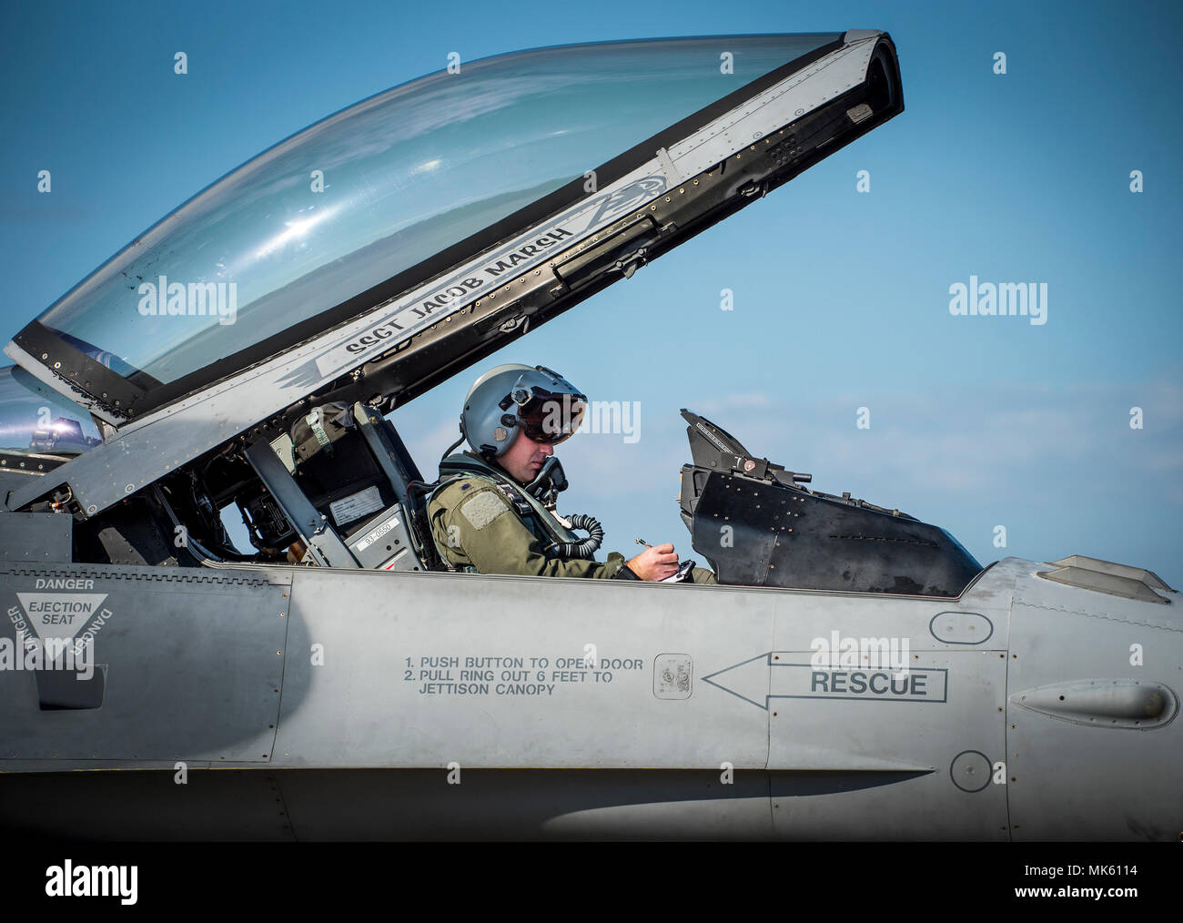 A 55th Fighter Squadron pilot from Shaw Air Force Base, S.C., makes ...
