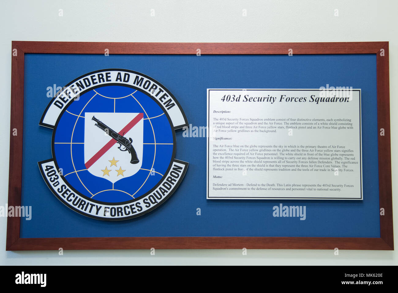 A board inside the 403rd Security Forces Squadron building at Keesler ...