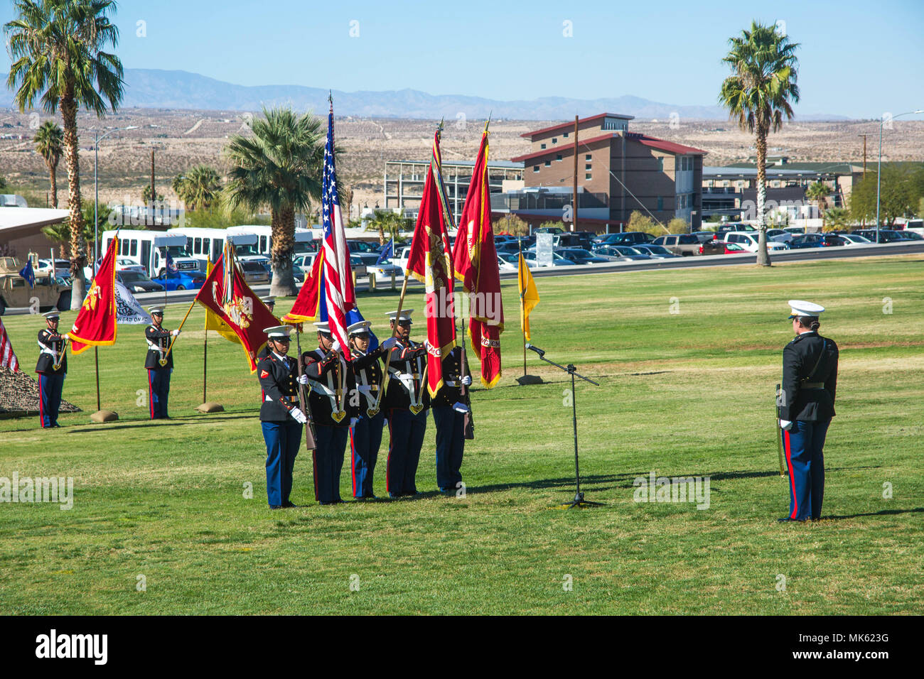 1st Lt. Margo Smutnick, adjutant, Headquarters Battalion, orders the ...