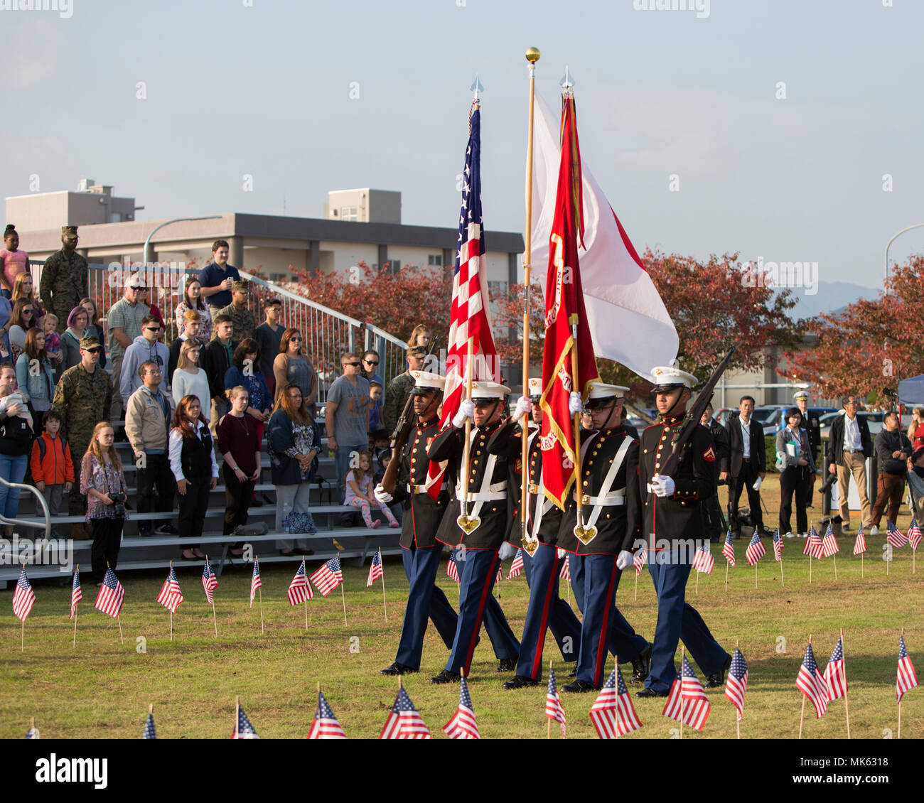 The Headquarters and Headquarters Squadron color guard presents the ...