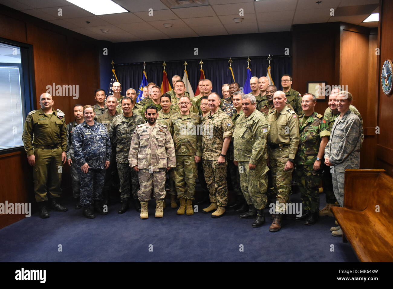 Foreign military attaches from 28 countries pose for a group photo at ...