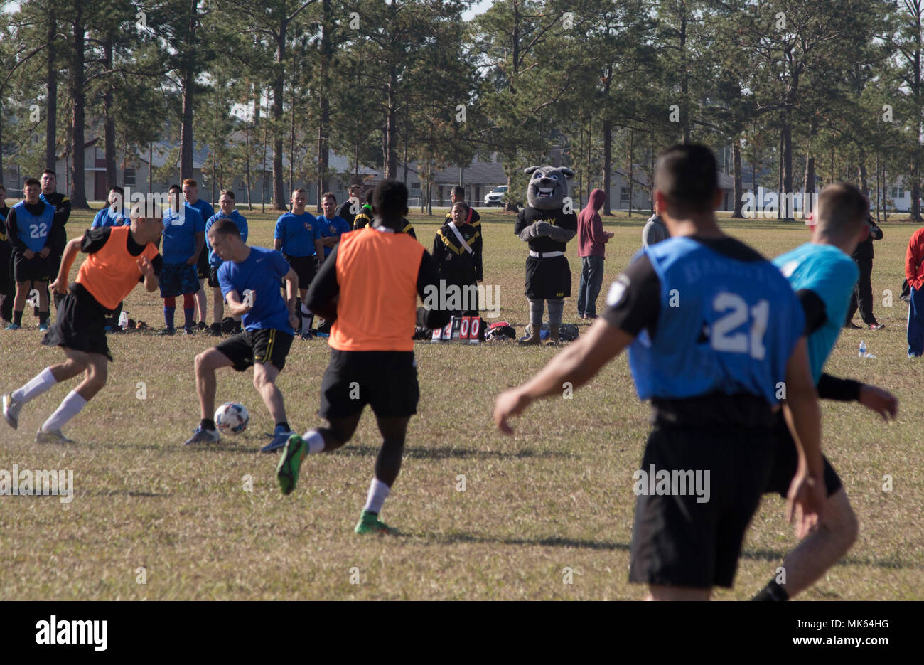 Sgt. Rocky, 3rd Infantry Division's mascot, stands on the sidelines and ...