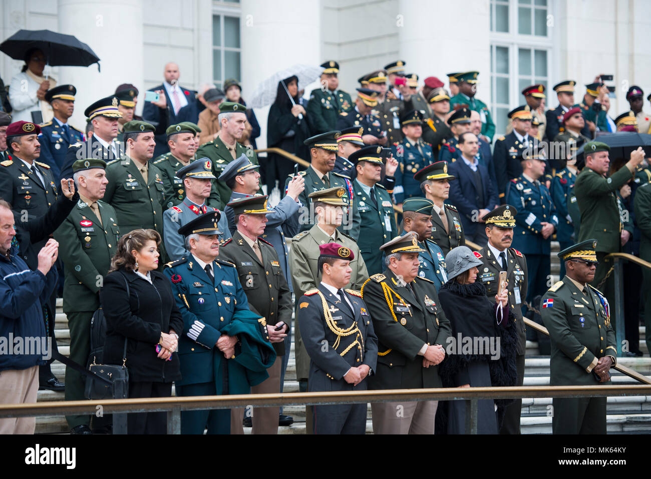 Representatives of the Conference of the American Armies watch an Army ...
