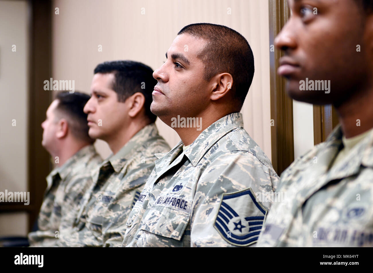 Maj. Gen. Patrick Doherty, 19th Air Force commander, talks with members ...