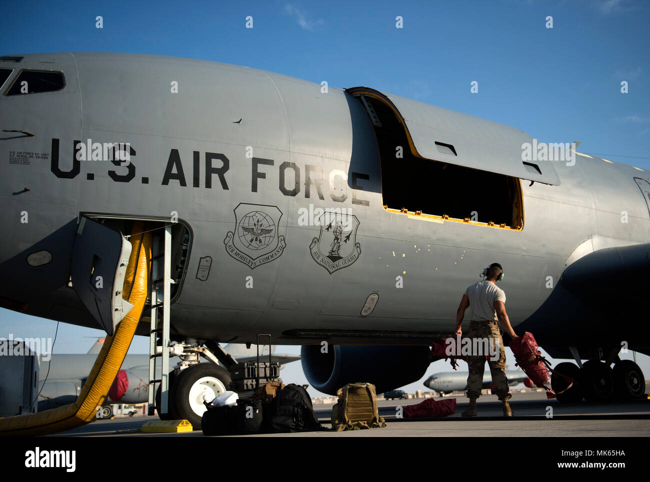 A U.S Air Force Airman from the 379th Expeditionary Maintenance Group ...