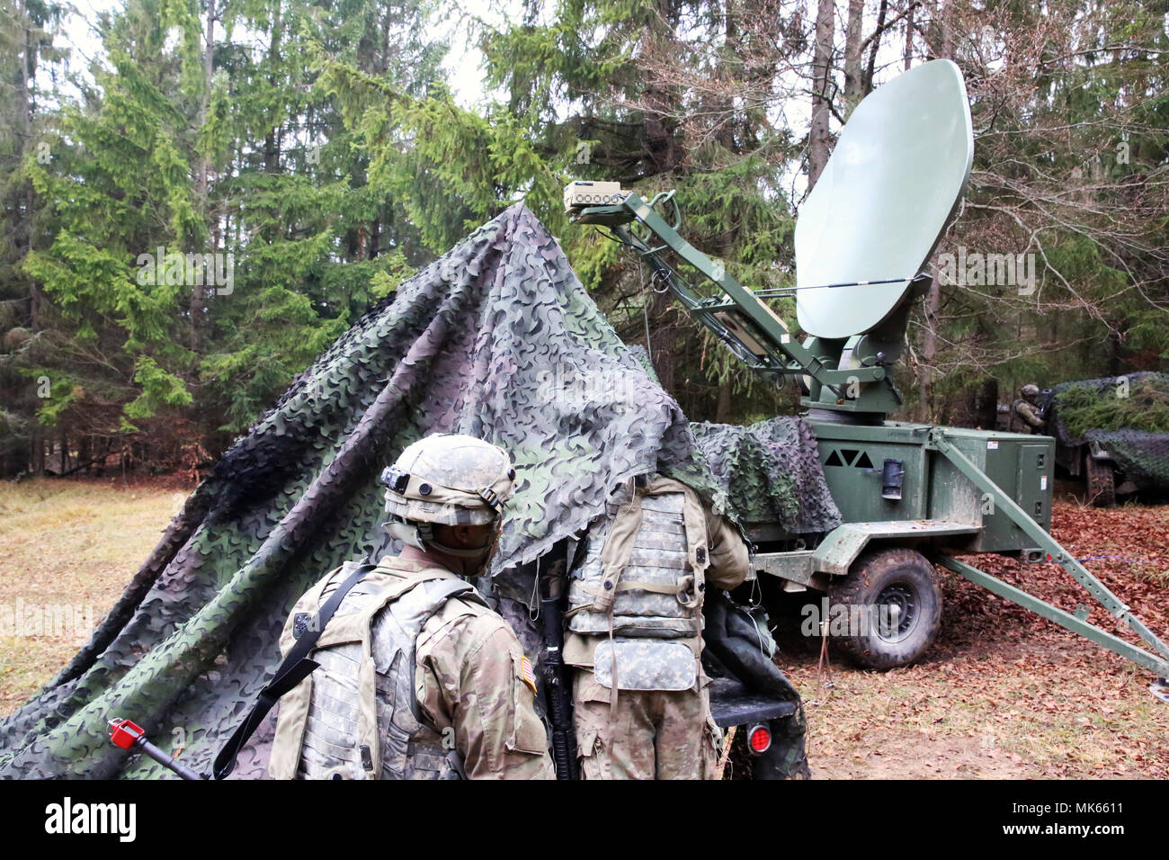 U.S. Army Soldiers assigned to the 44th Expeditionary Signal Battalion ...