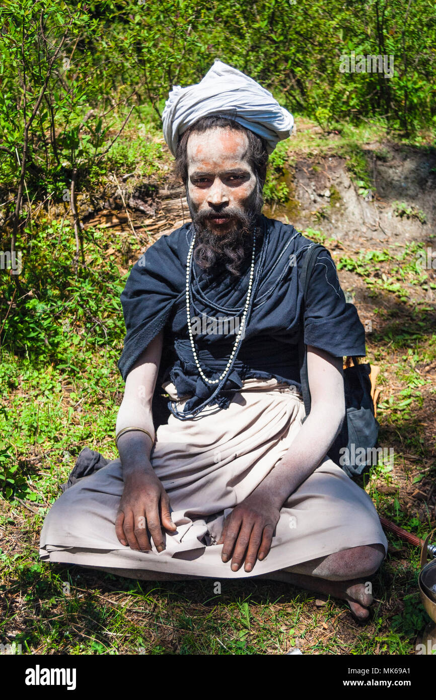 Sadhu in the forest outside Malana. Himachal Pradesh, India Stock Photo ...
