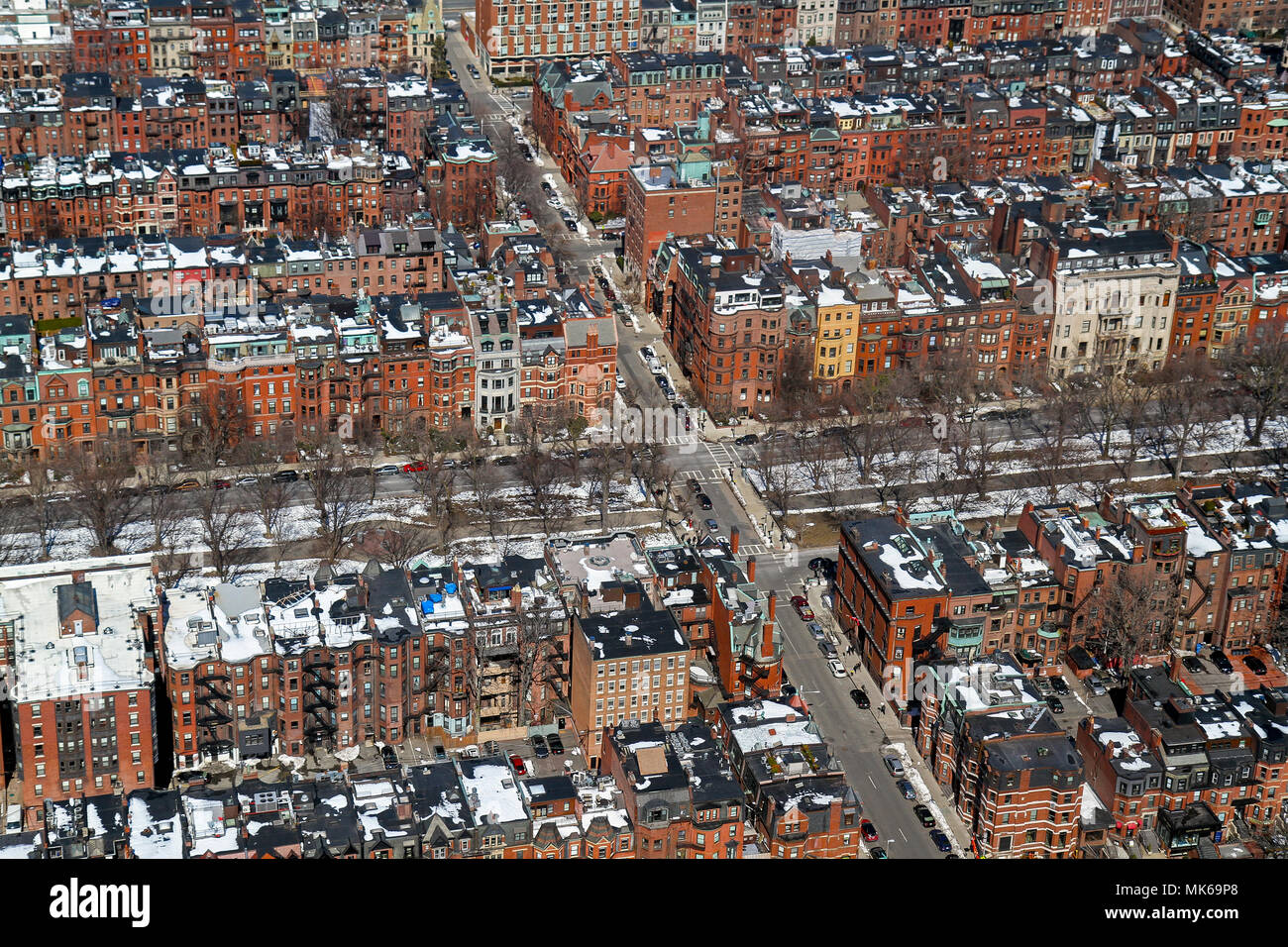 Back Bay neighborhood aerial view, Boston, Massachusetts, United States ...