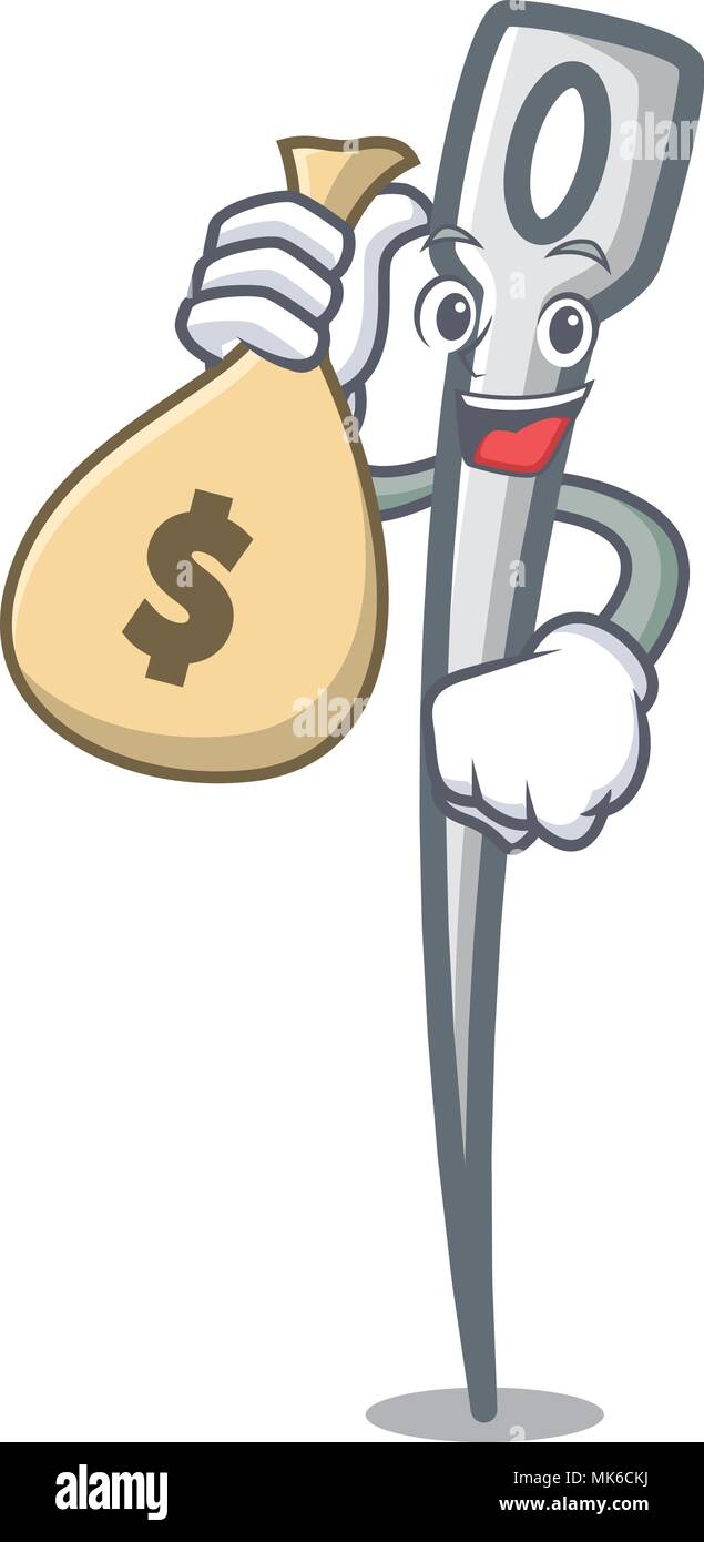 With money bag needle character cartoon style vector illustration Stock ...