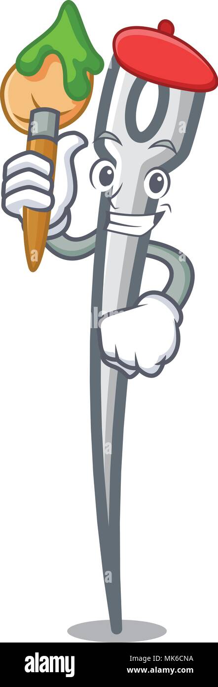 Artist needle character cartoon style vector illustration Stock Vector ...