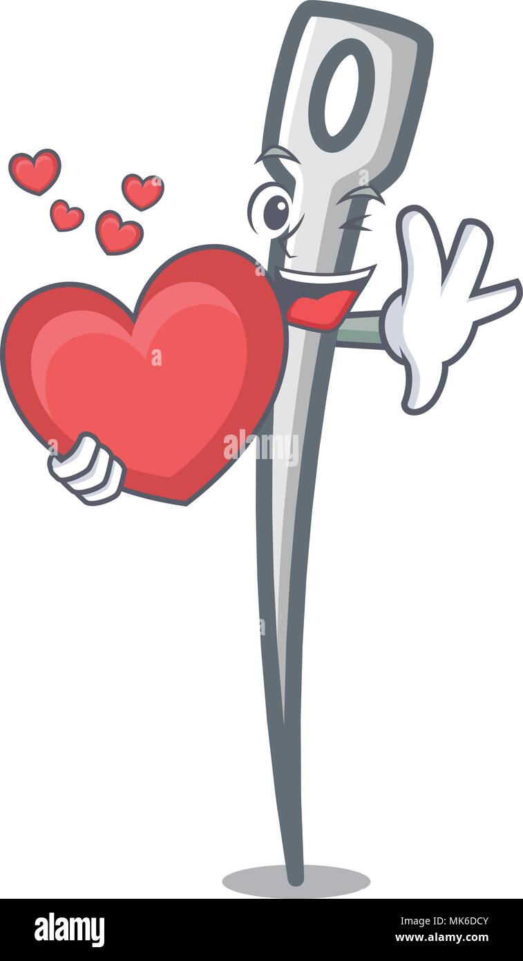 With heart needle mascot cartoon style vector illustration Stock Vector ...