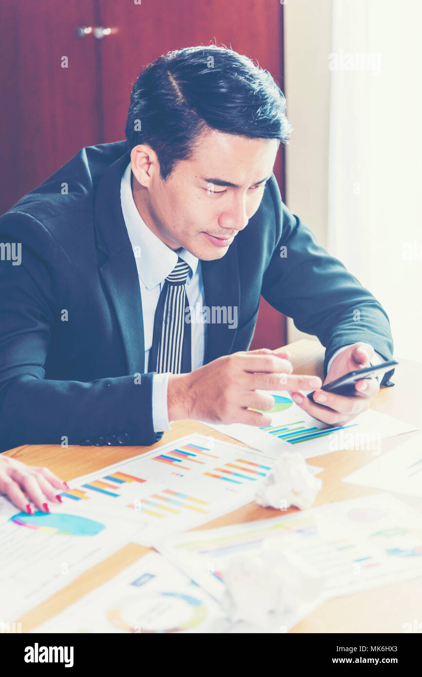 Banking business or financial analyst desktop accounting charts ...