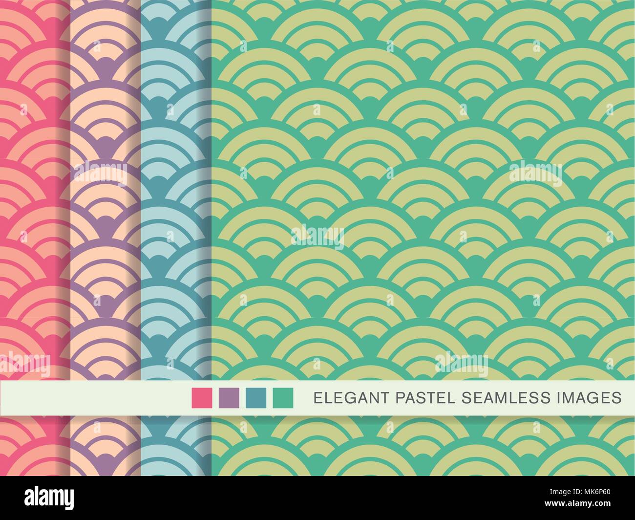Seamless pastel background set Round Curve Cross Scale, collection of ...